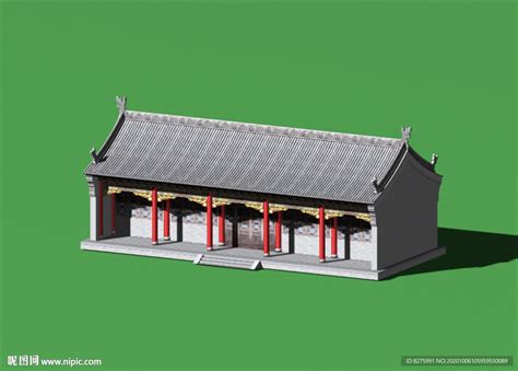 硬山古建筑3D模型带贴图设计图 室外模型 3D设计 设计图库 昵图网