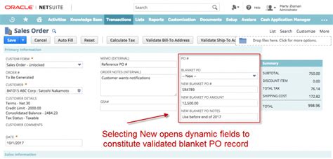 Add Customer Blanket Purchase Order During Sales Order Entry