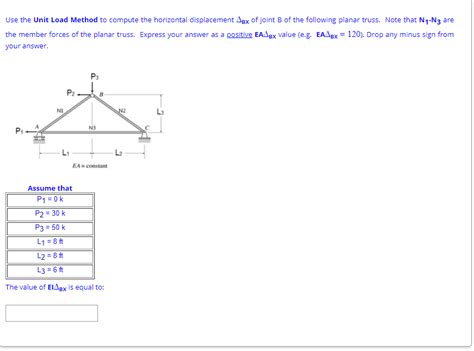 Solved Use The Unit Load Method To Compute The Horizontal