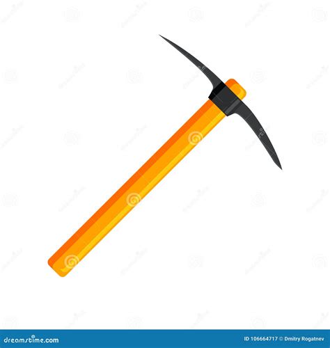 Wooden Pickaxe With Iron Tip Stock Vector Illustration Of Pick