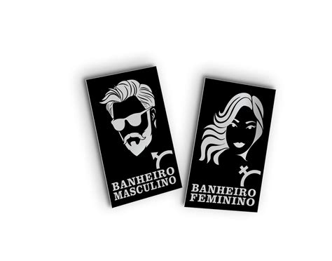 Placa Banheiro Masc e Fem Estilo Moderno Sanitário WC Conj M F