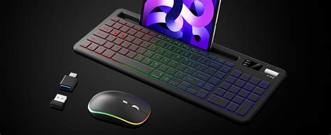 Wireless Keyboard And Mouse Combo Backlit Upgraded Marvo Ws511 Slim Scissor Switch