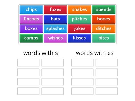 S And Es Words Group Sort