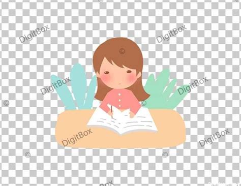 عکس دختر کارتونی در حال درس خواندن