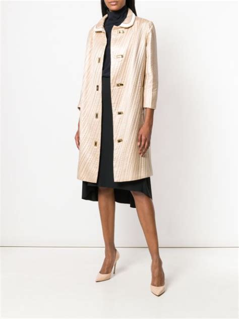 PIERRE CARDIN PRE OWNED Pleated Midi Coat Buy Online Mobile Friendly Fast