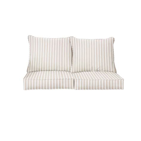 SORRA HOME In X In Sunbrella Shore Linen Deep Seating Indoor Outdoor Loveseat Cushion