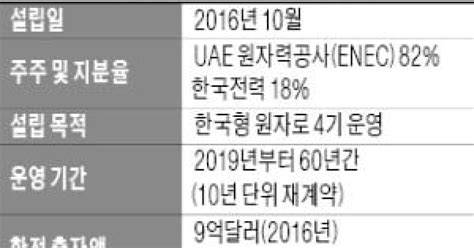 한전 Uae 원전 운영법인에 추가 출자