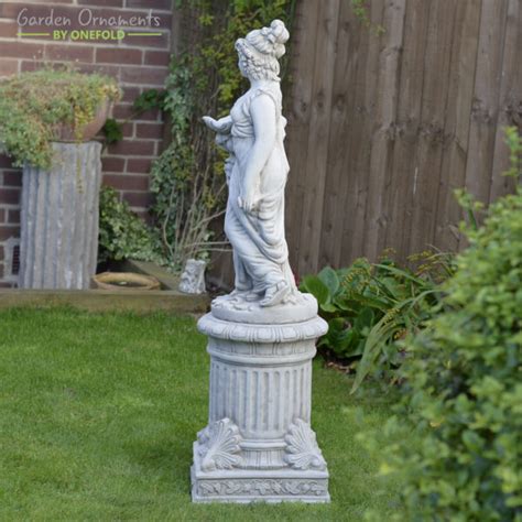 Fair Maiden Bird Bath Garden Statue On Plinth Onefold Ltd