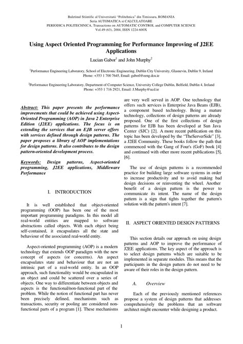 Pdf Using Aspect Oriented Programming For Performance Improving Of