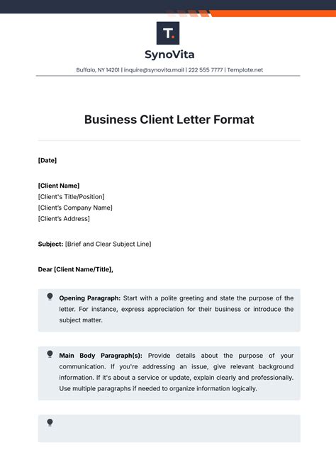 Free Business Client Letter Format Template To Edit Online