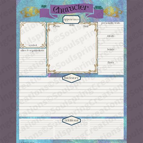 Peacock Dnd 5e Character Sheet Dungeons And Dragons Stat Etsy Canada