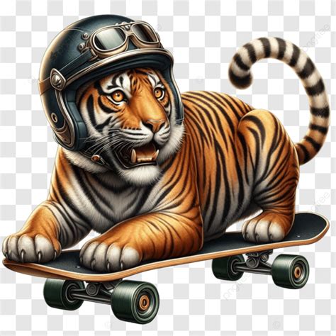 Tiger Chilling On A Skateboard Skateboard Tiger Chilling Png