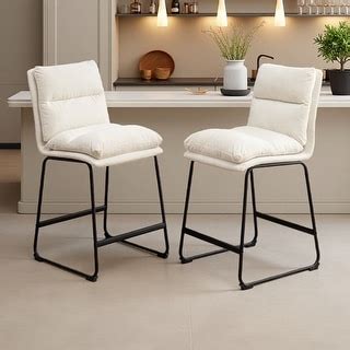 Faux Leather Upholstered Sled Base Counter Stools Set Of 2 With Back