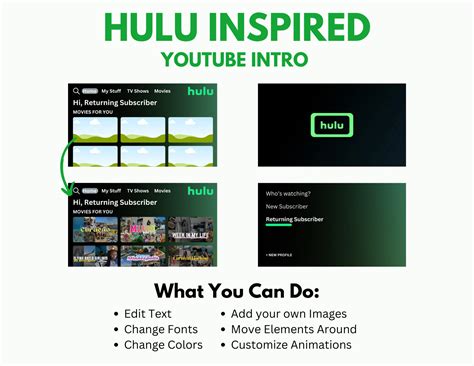hulu inspired youtube intro template canva editable template youtube intro creative youtube