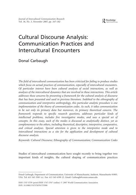 Pdf Cultural Discourse Analysis Pragmatics Of Social Interaction