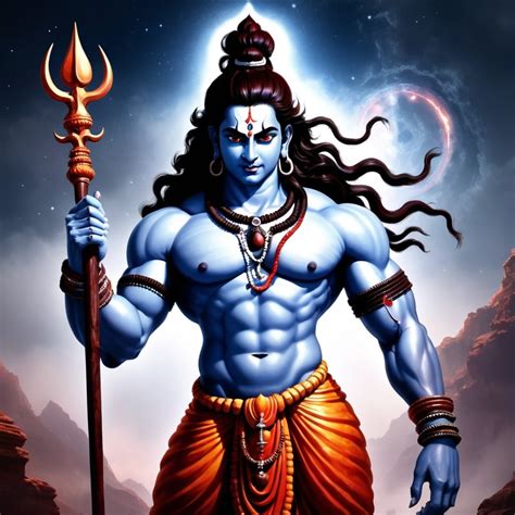 Shiva With His Rudra Form With Reddish Eye And Stron