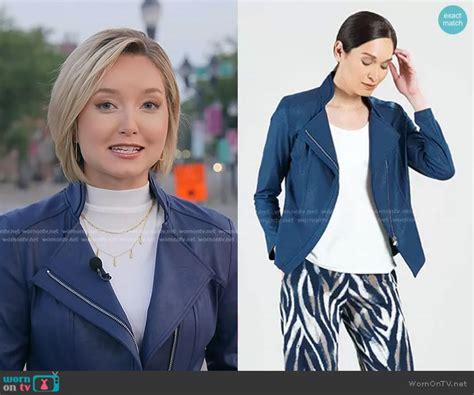 Wornontv Dashas Blue Leather Jacket On Today Clothes And Wardrobe