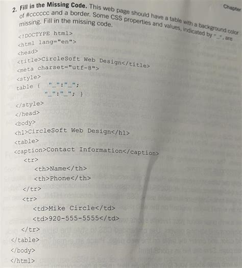Solved Fill In The Missing Code This Web Page Should Chegg