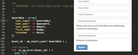 custom ajax wordpress user registration form