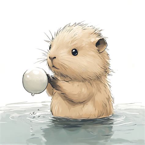 Chibi Capybara Floating On Lily Pad Stock Illustration Illustration