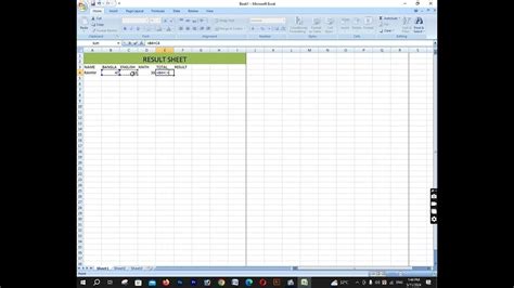 Excel Result Sheet Youtube