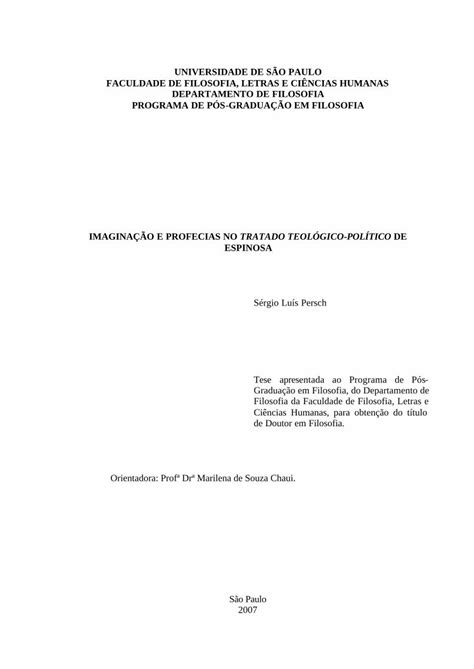 PDF Imaginação e profecias no Tratado teológico político de Espinosa