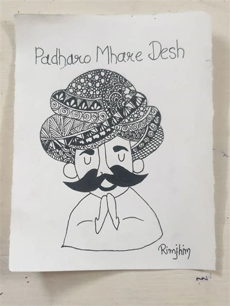 Rajasthani Doodle Art Padharo Mare Desh Doodle Art Drawing