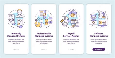 Premium Vector Types Of Payroll Systems Onboarding Mobile App Screen