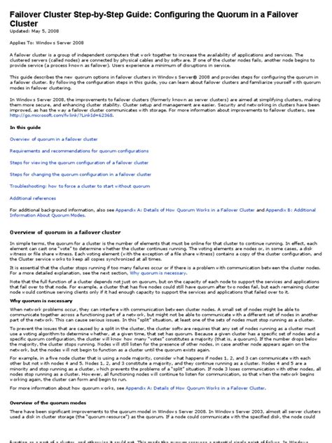 failover cluster step pdf computer cluster replication computing