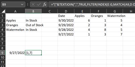 dataframe returning an array using offset function in excel stack