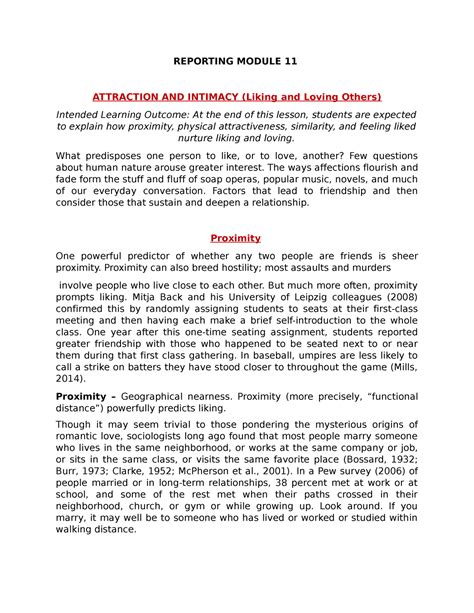 Reporting Module 11 Reporting Module 11 Attraction And Intimacy