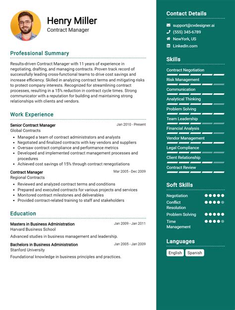Contract Manager Cv Example For 2024 Expert Tips And Templates Cvdesignerai