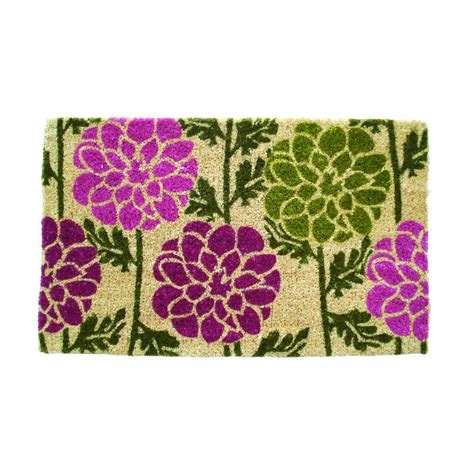 Entryways Dahlias 18 In X 30 In Hand Woven Coir Door Mat 919 S The