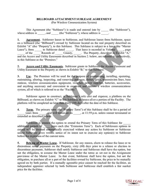 Billboard Agreement Form Us Legal Forms