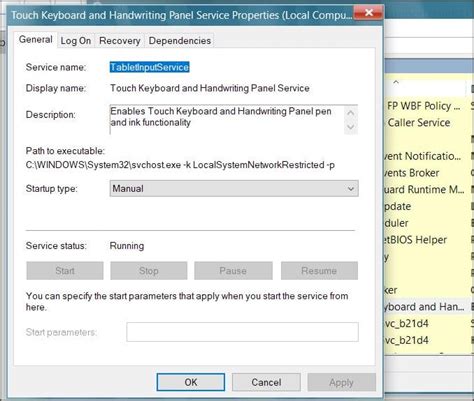 Touch And Handwriting Service Not Starting On Startup Solved Windows Forums