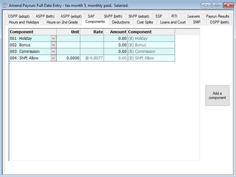 Components Tab