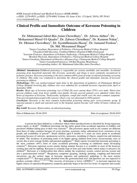 Kerosene Poisoning Iosr Journal Pdf