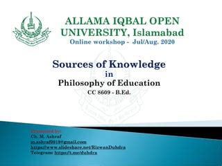 Sources of Knowledge in Philosophy of Education | PPT