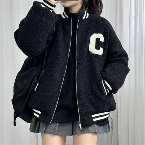 불량소녀 뽀글이 양털 배색 야구 점퍼 핏보장 바시티 자켓 뽀글이 퍼자켓 야구점퍼 학생점퍼 학생자켓 겨울점퍼 겨울야구점퍼 겨울옷 교복점퍼 교복아우터 겨울아우터 양털점퍼