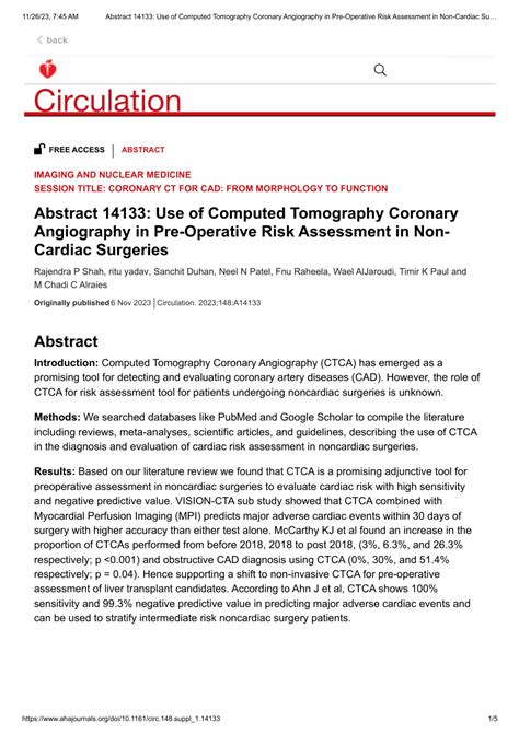 Pdf Abstract 14133 Use Of Computed Tomography Coronary Angiography