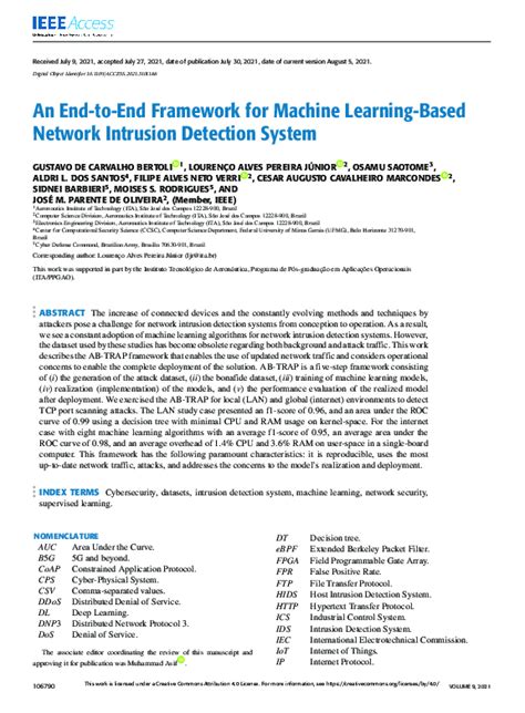 pdf an end to end framework for machine learning based network