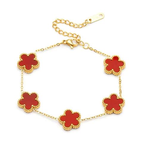 41049 Pulsera Acero Van Cleef Roja Glamer Accesorios E Insumos De Bisuteria