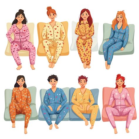 A Series Of Pictures Of People In Pajamas And Pajamas Premium Ai