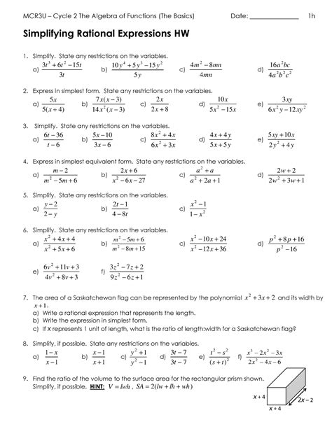 C2 1h Simplifying Rational Expressions Hw X 4 X 4 2 X 2