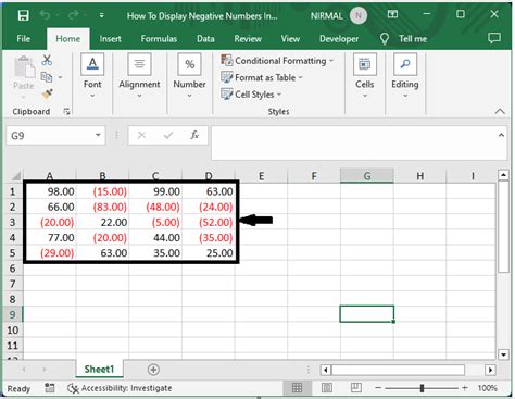 how to display negative numbers in brackets in excel