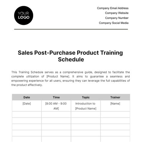 Free Training Schedule Templates Editable And Printable