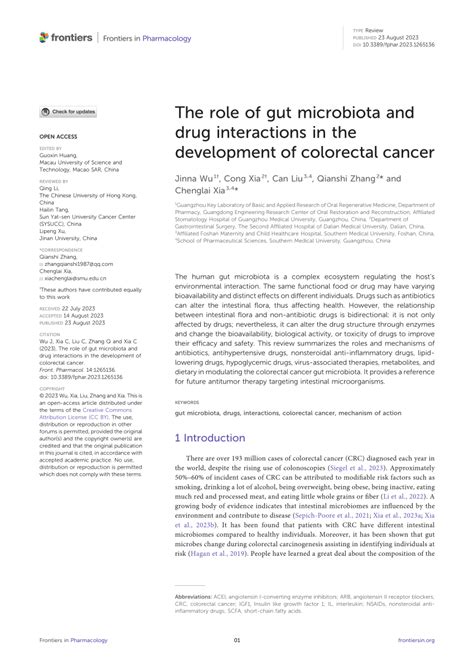 Pdf The Role Of Gut Microbiota And Drug Interactions In The Development Of Colorectal Cancer