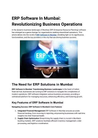 PPT - ERP Software In Mumbai_ Revolutionizing Business Operations PowerPoint Presentation - ID ...