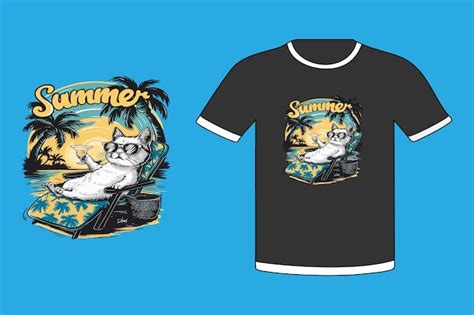 Premium Vector Cute Cat With Sunglass Summer Vector T Shirt Design