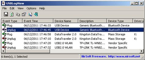 Usblogview Records The Details Of Any Usb Device That Is Plugged Or